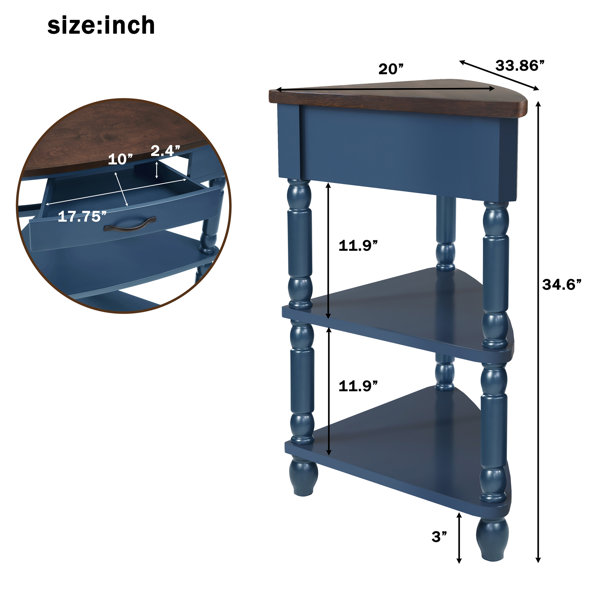 Latitude Run® 33.8'' Small Triangle Corner Table, Wood Corner Side Table For Small Spaces ...